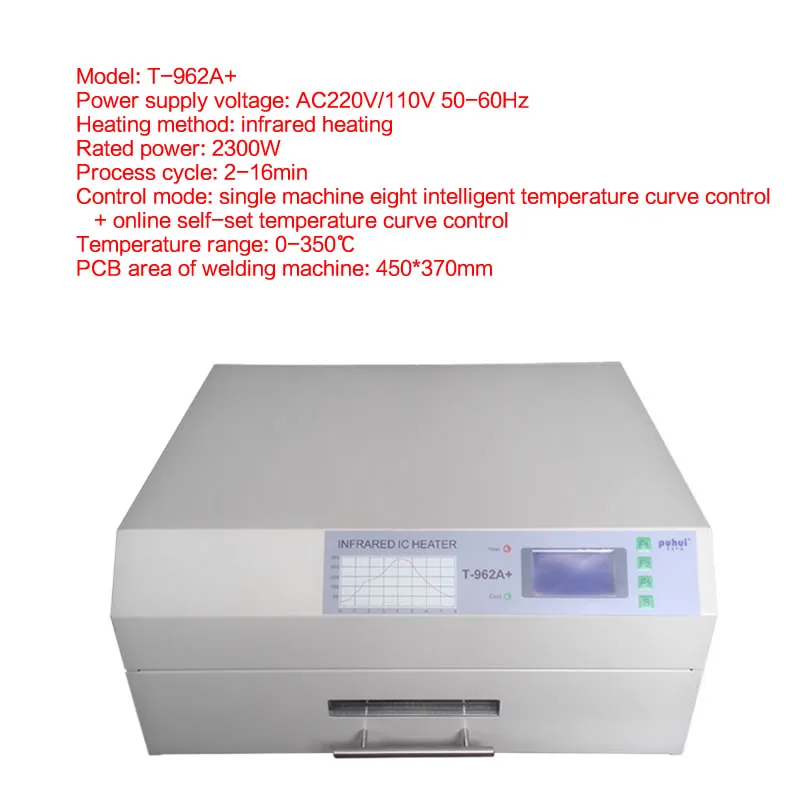 T-962A+ Reflow Oven Infrared IC Heater 2300W Reflow Oven BGA SMD SMT ...