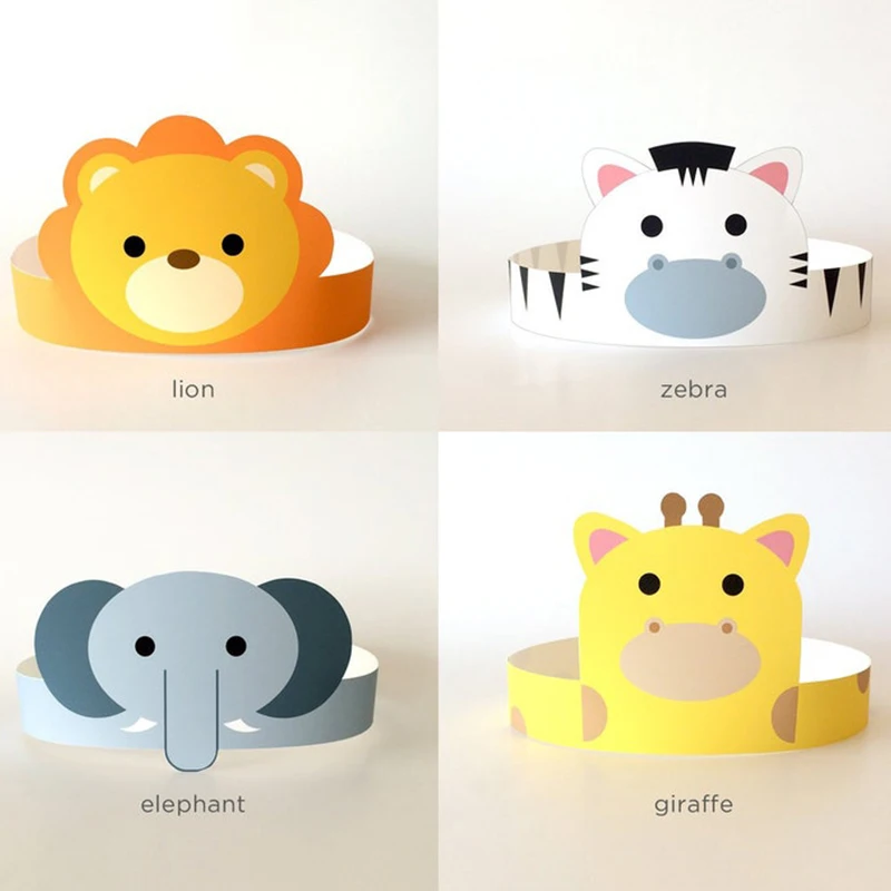 Juego-de-coronas-de-papel-de-animales-de-la-selva-y-la-sabana-plantilla ...