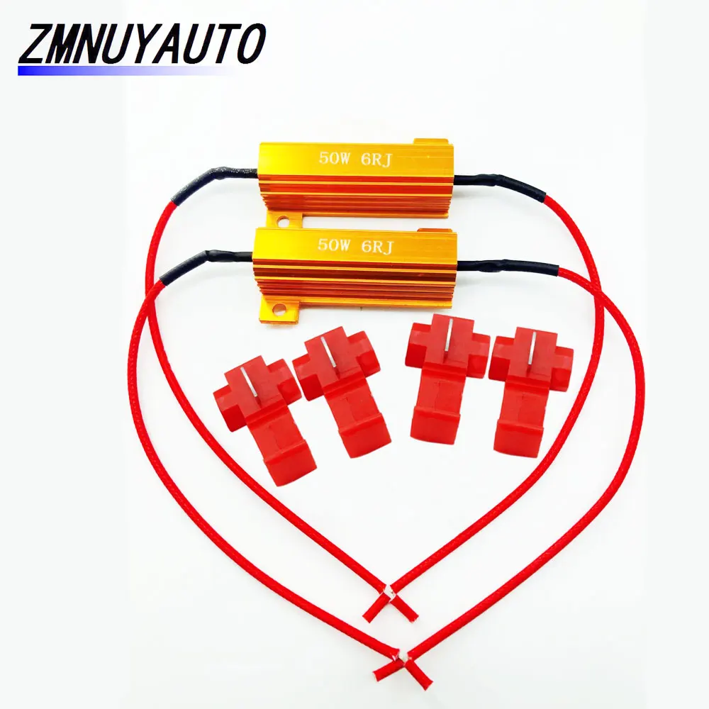 2PCS Car LED Bulb Resistor Canbus Decoder Load 50W ohm Anti-Flashing ...