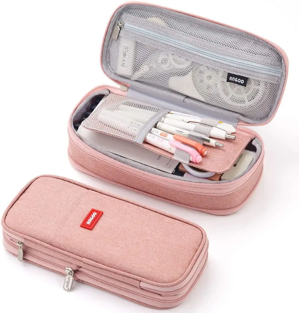 Trousse scolaire,Angoo – pochette à crayons pliable en toile,grande ...