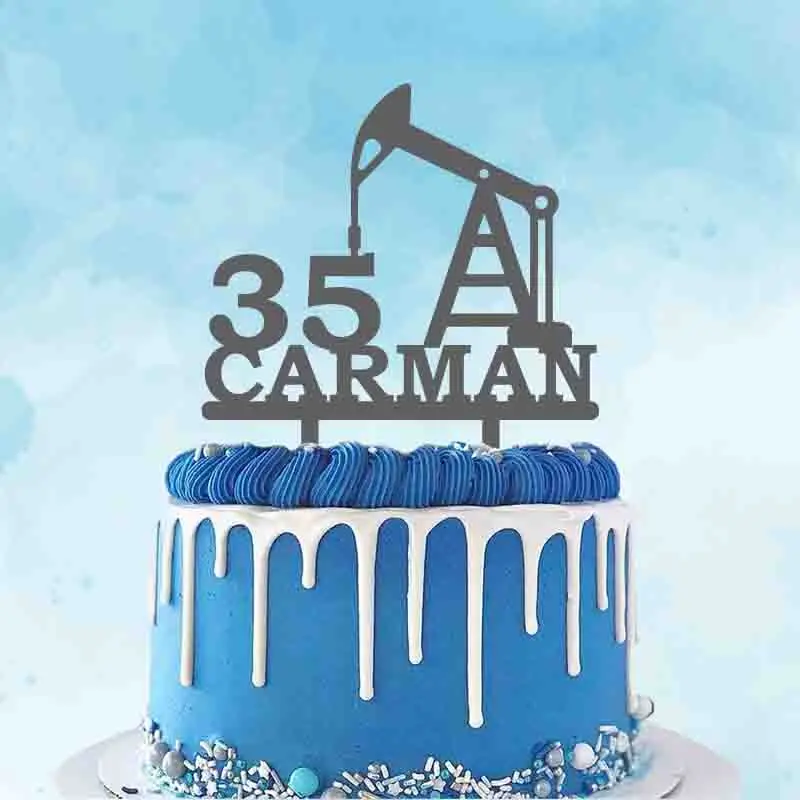Personalized Petroleum Engineer Cake Topper Custom Name Age Oil Rig ...