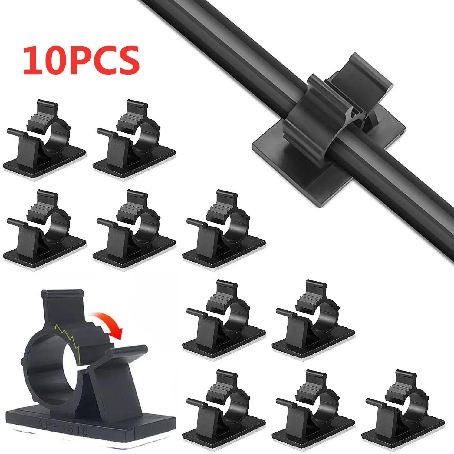 10PCS-Adjustable-Self-Adhesive-Cable-Organizer-Clips-Wire-Ties-Mounts ...