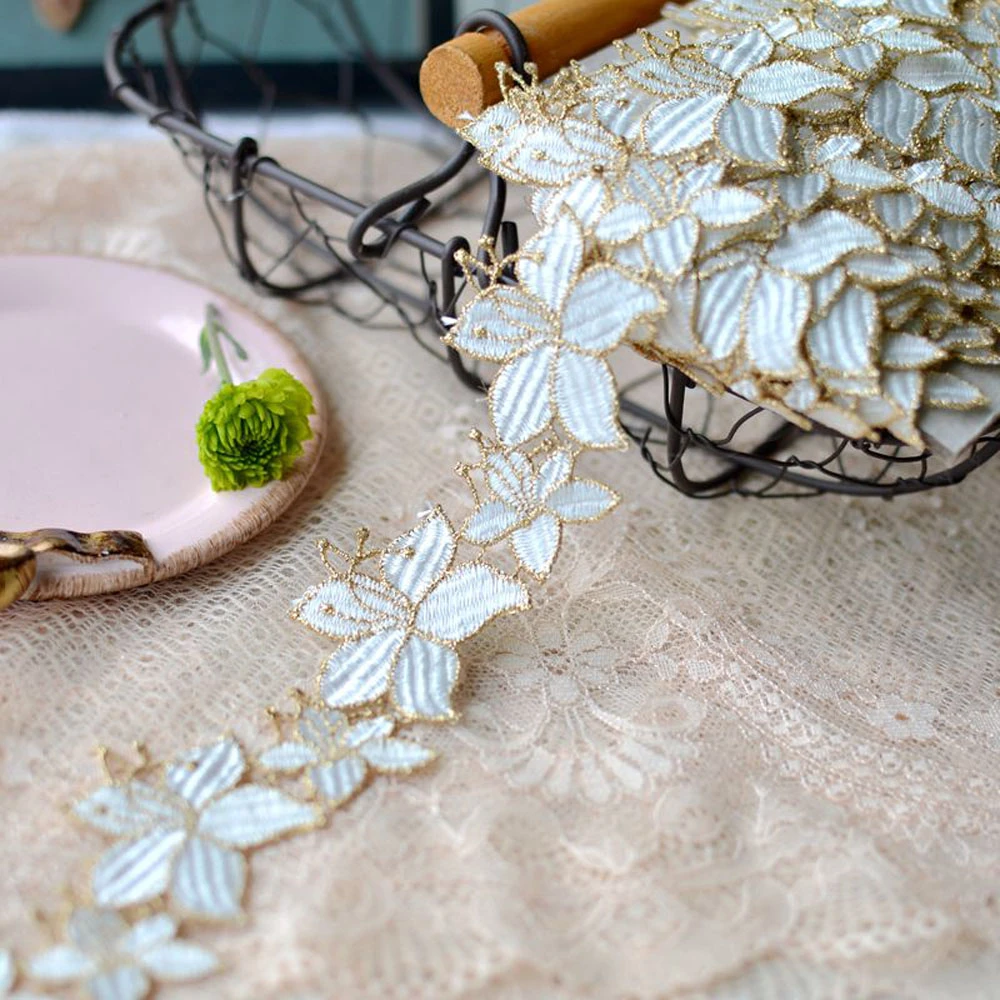 Hyzely Lace Embroidered Ribbon Flower | Embroidered Laces Trims - 1yard ...