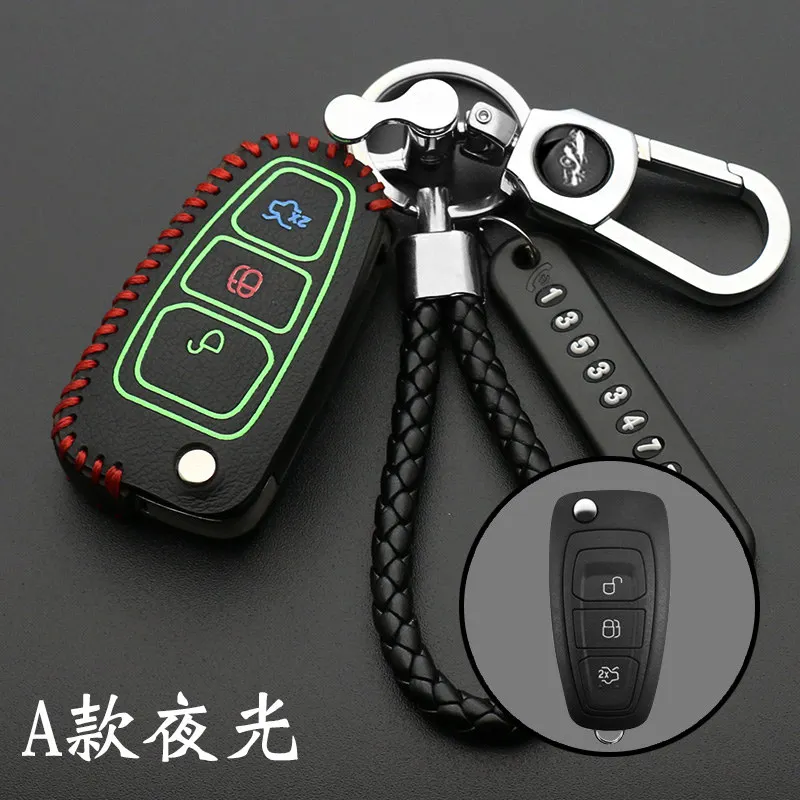 Leather Car Remote Key Cover Case For Ford Focus 3 4 ST RS Mondeo MK3 ...