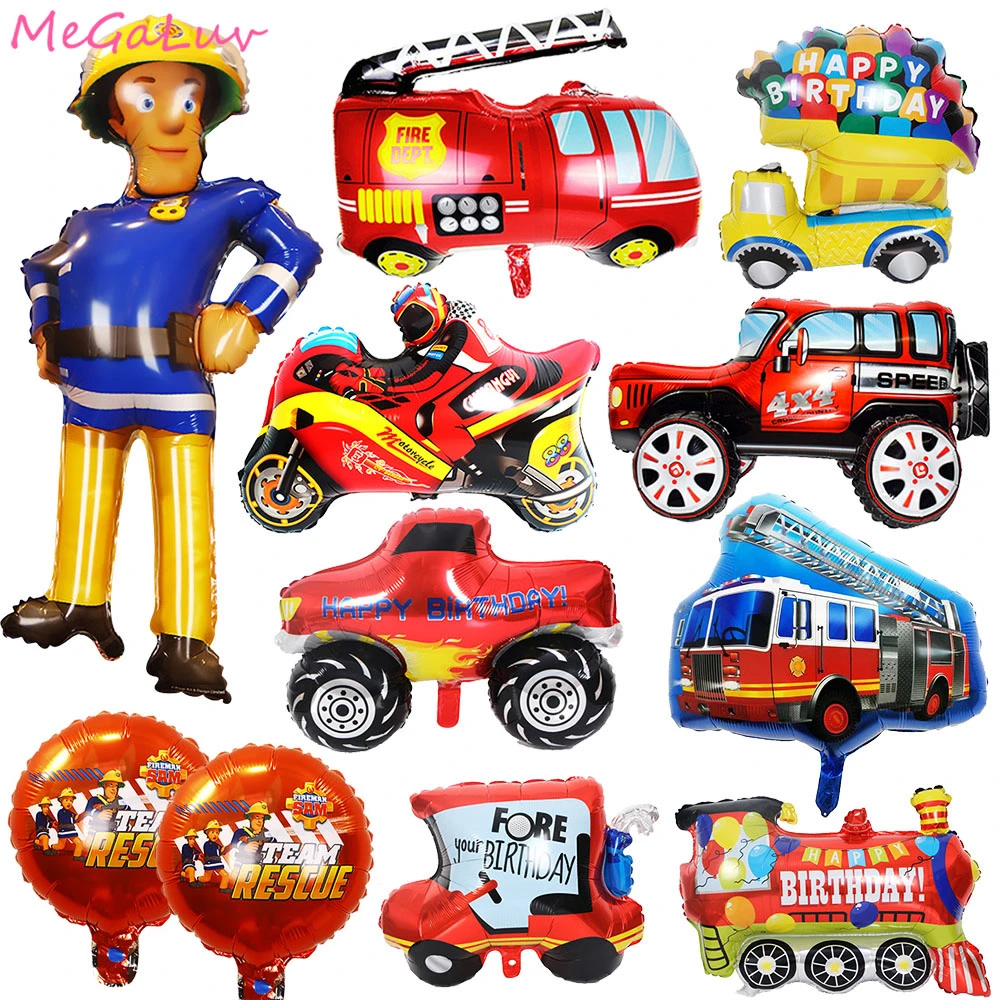Fireman Sam Balloons Fire Truck Foil Balloon Firefighter Fireman Theme ...