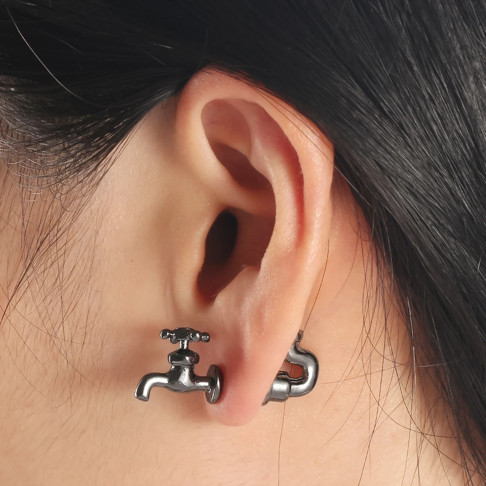 New-Punk-Style-Water-Tap-Faucet-Stud-Earrings-Three-Dimensiona-New ...