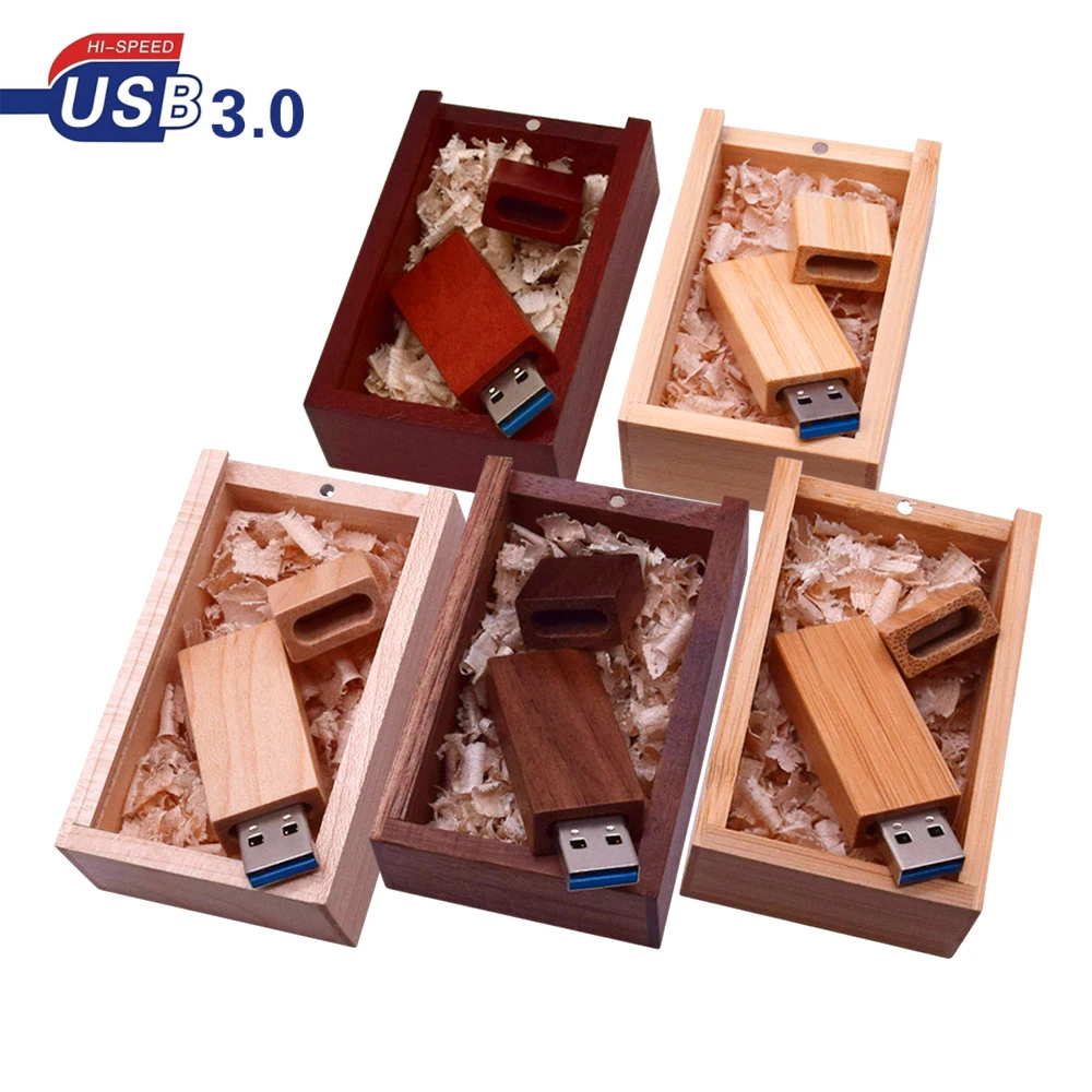 Custom Logo Wooden Usb + Gift Box Usb Flash Drive Usb 3.0 Wood Pendrive ...