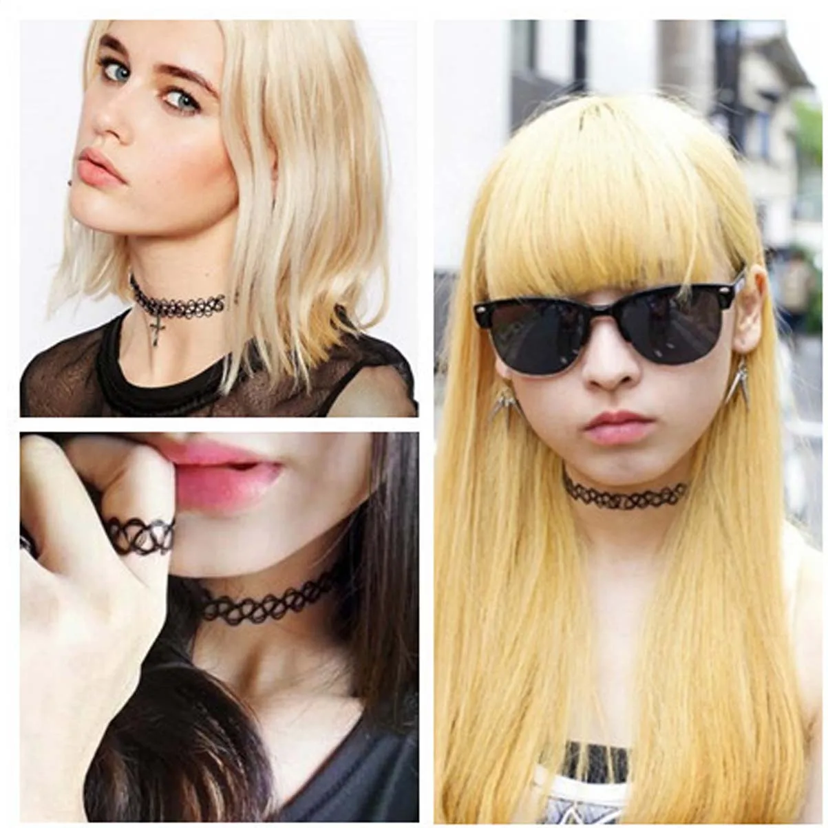 Collier Ras Du Cou Élastique Pour Femmes, Bijou Tendance, Vintage, Noir ...