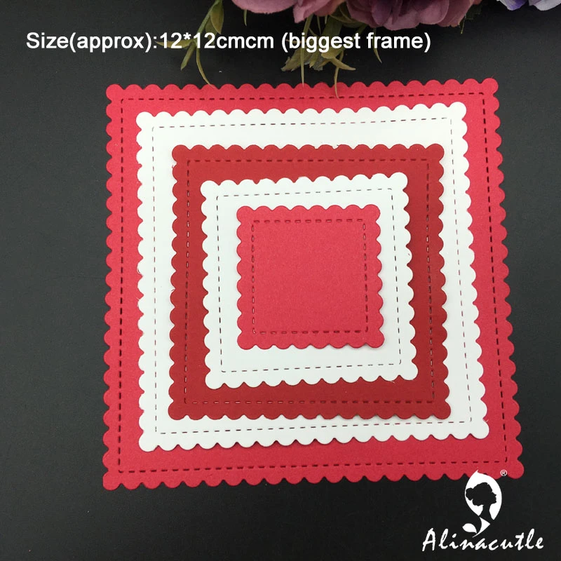 Alinacutle Metal Cutting Die Cut Square Card Frame Scallop Border ...