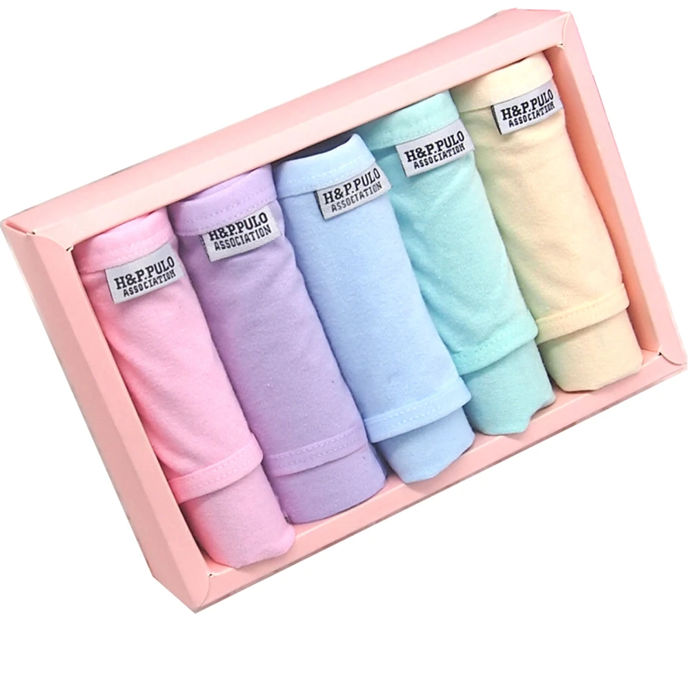 5Pcs Women's Cotton Panties Female Cotton Briefs Women's Candy Color ...