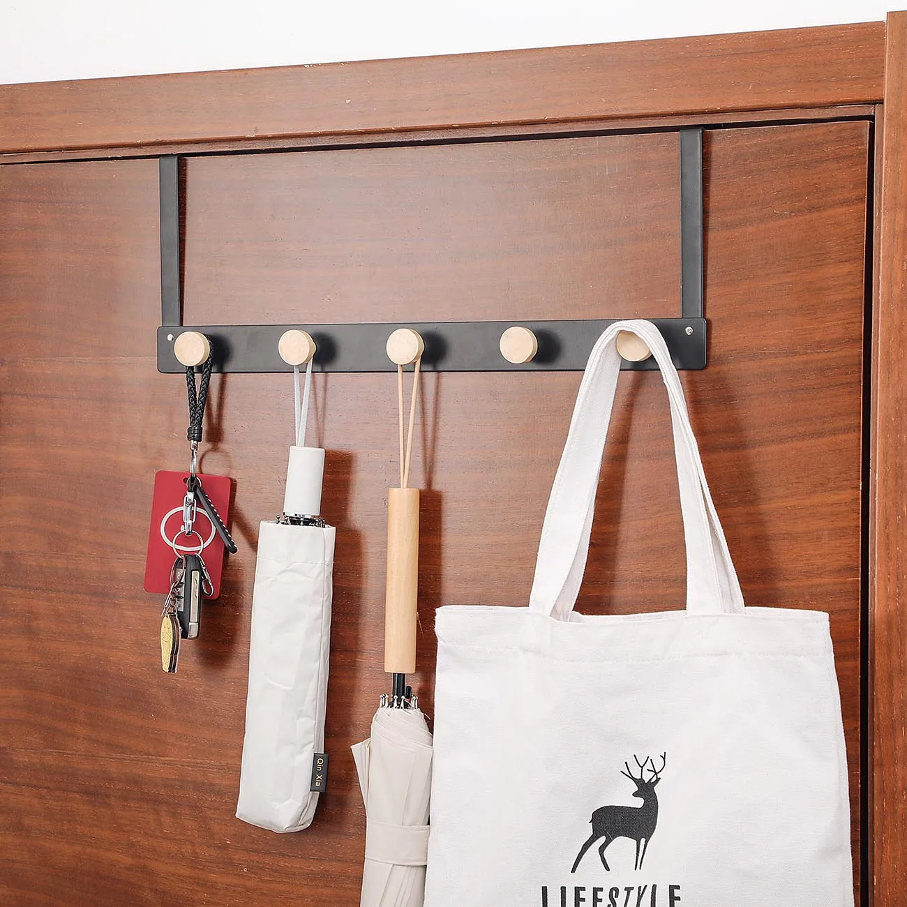 Over Door Hooks Clothing Hanger 5 Hooks Storage Rack for Hanging Coats ...