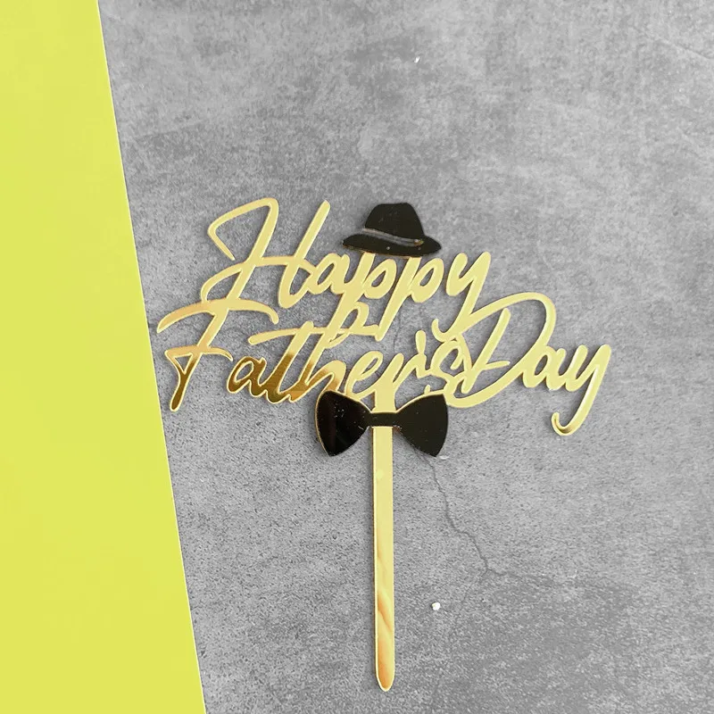 New Beard Father's Day Acrylic Cake Toppers Gold Daddy Birthday Cupcake ...