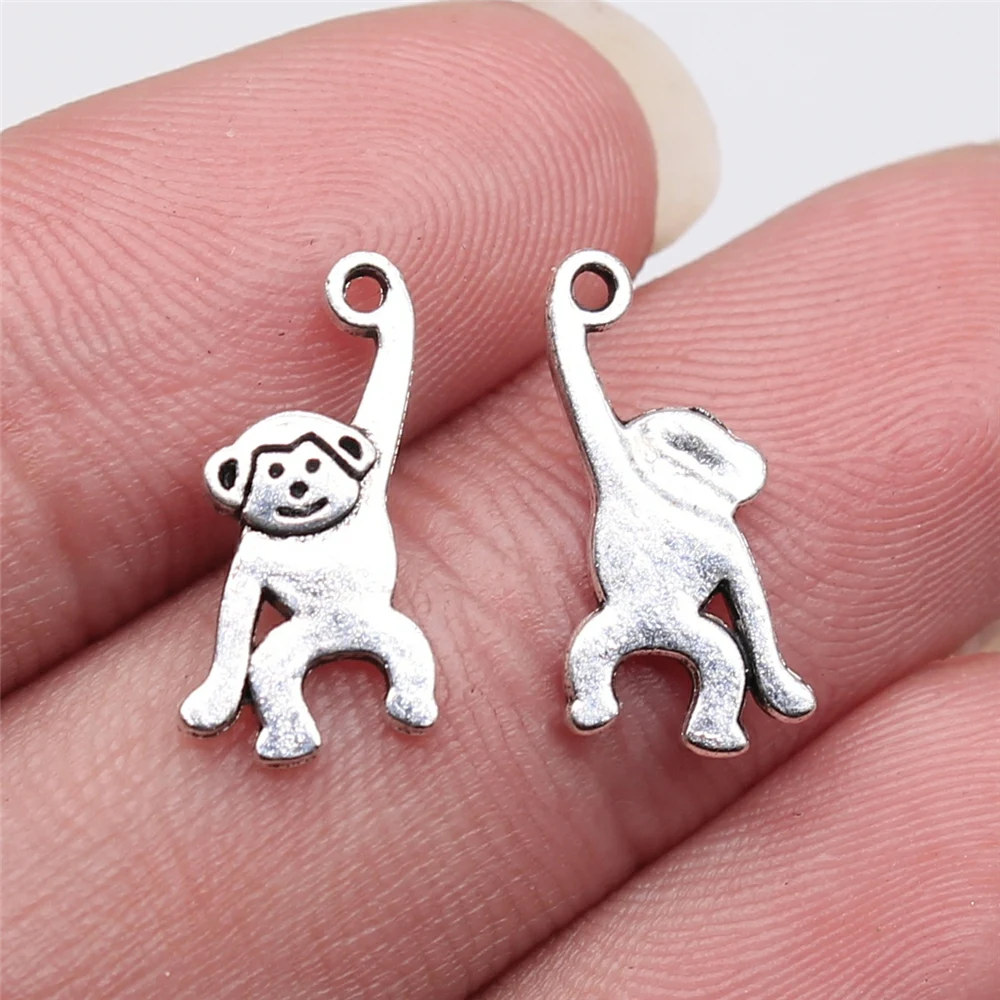 WYSIWYG 40pcs 16x8mm Antique Silver Color Monkey Charms Pendant For ...