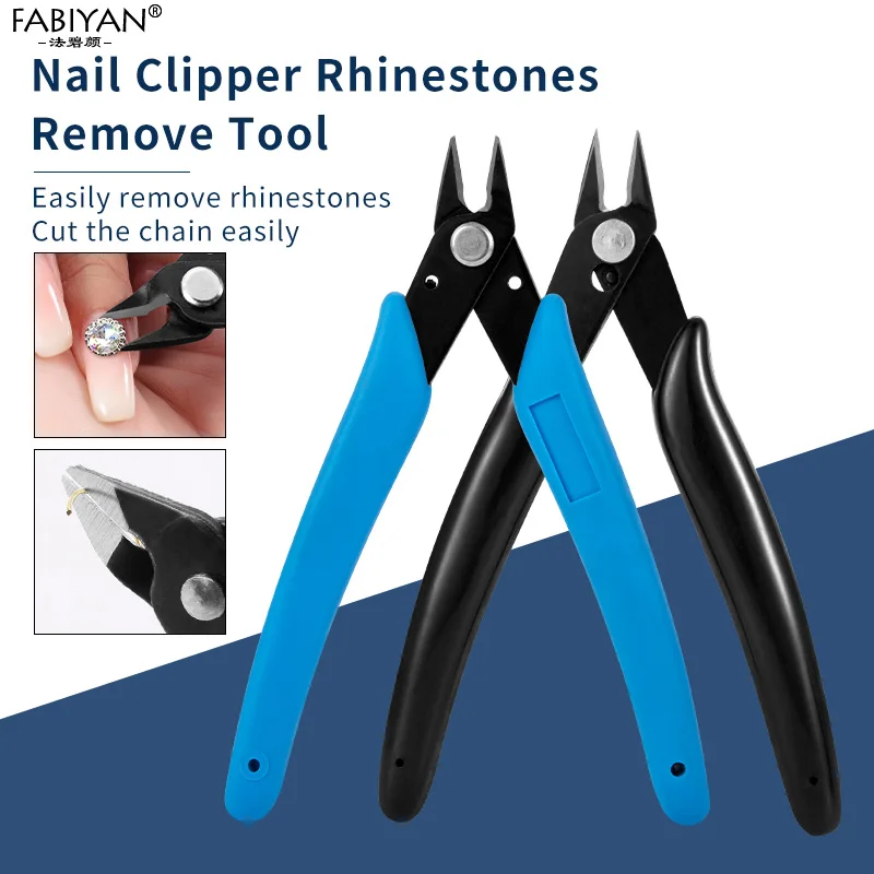 Stainless Steel Nail Art Clipper Remover Rhinestones Cutter Plier Chain ...