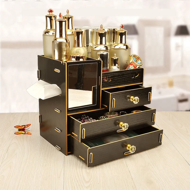 DIY Wooden Make up Box With Mirror Drawer DIY Installation Assembly ...