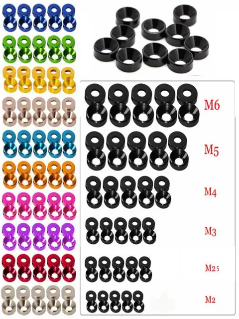 10pcs aluminum washer M2 / M2.5 / M3 / M4 / M5 / M6 colourful Anodized ...