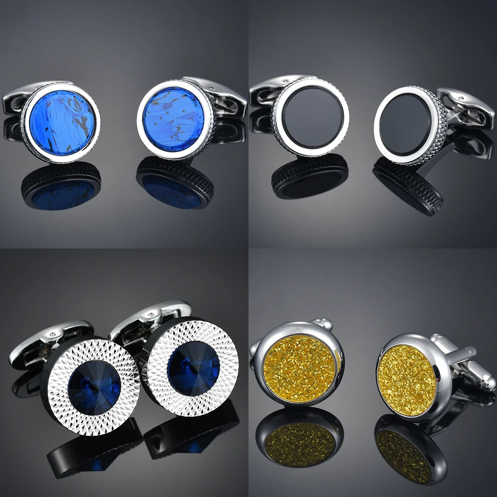 Memolissa Classic Cufflinks Blue Sandstone Design Gold With Back Stone ...