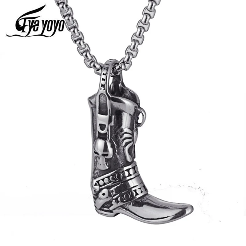Eyeyoyo New Distinctive Stainless Steel Retro Cowboy Boots Pendants ...