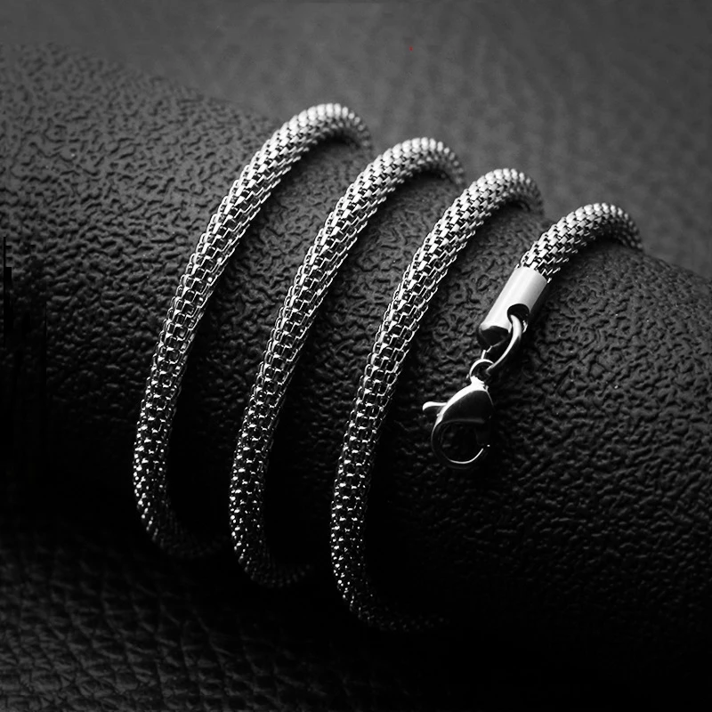 Fashion-Titanium-Steel-Round-Mesh-Chain-Stainless-Steel-Necklace-Women ...