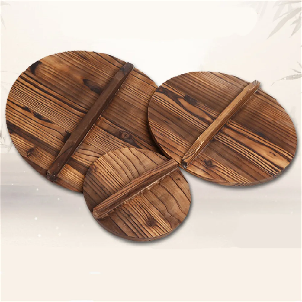 34cm Frying Pan Lid Wooden Pot Lids Chinese Fir Pan Lid Frying Pan ...