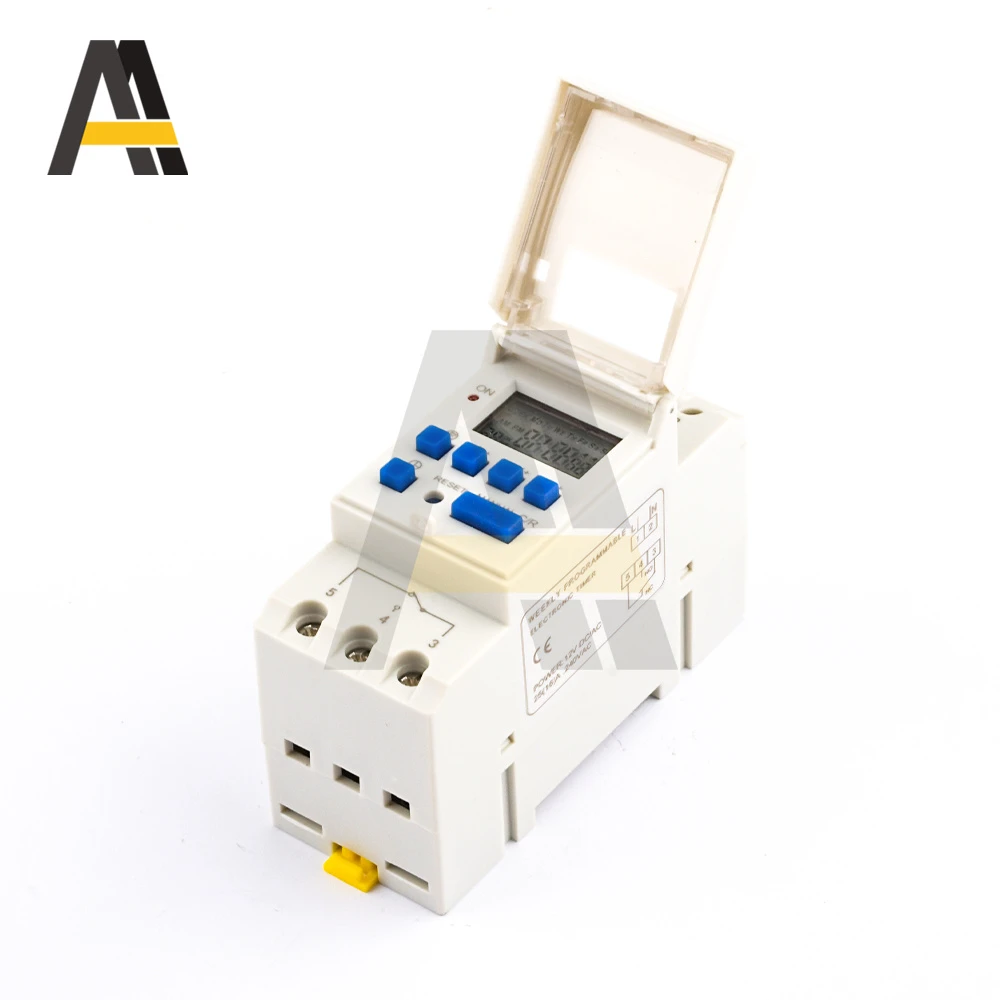LCD Timer Switch Din Rail Mount Digital Weekly Programmable Electronic Microcomputer 220V 110V ...