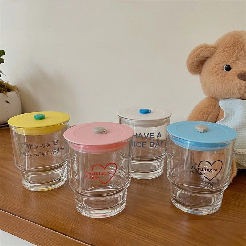 Taza japonesa Coreana de cristal Ins Girly Heart, vasos de paja con ...