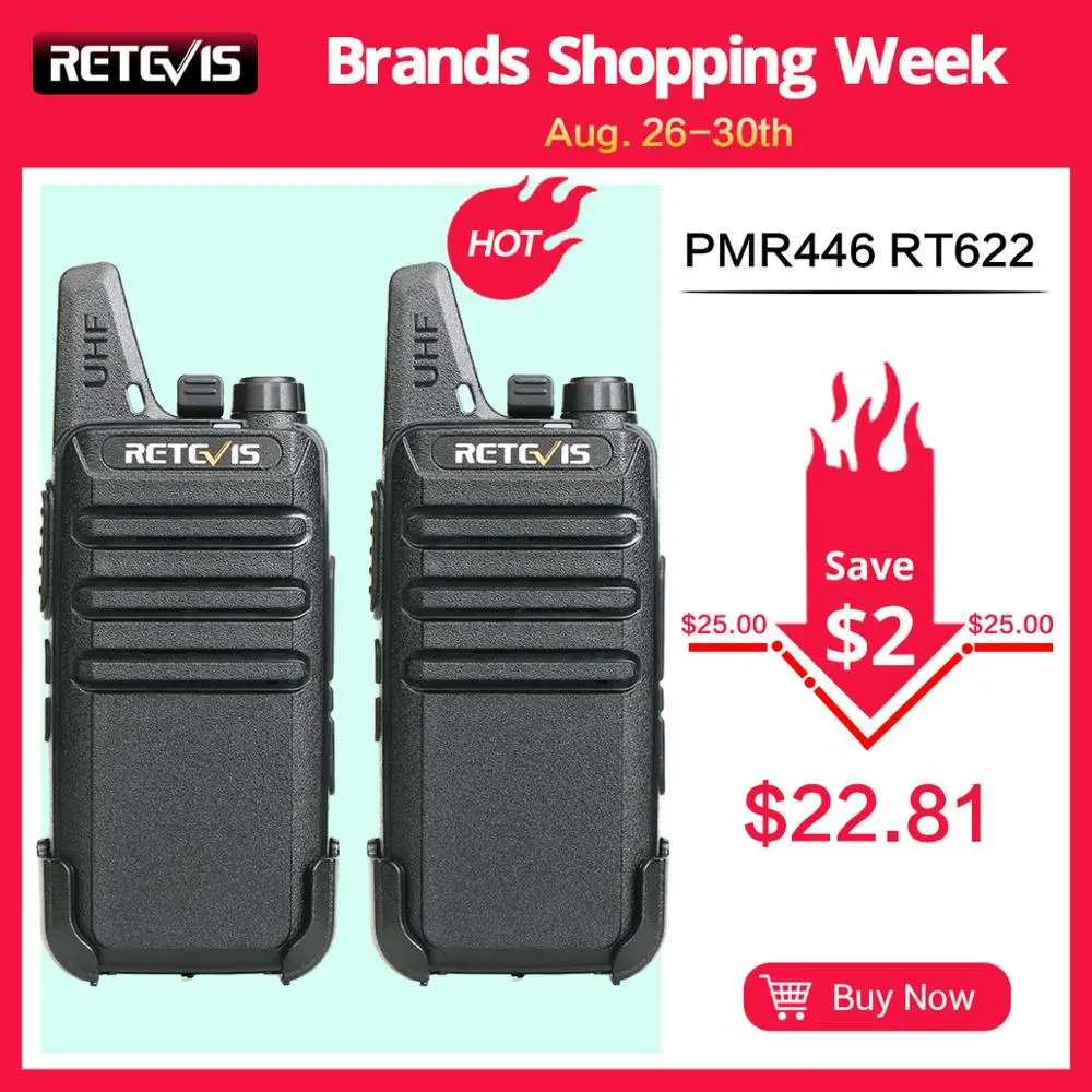 2pcs RETEVIS RT622 RT22 Professional Walkie Talkie Mini PMR446 PMR ...