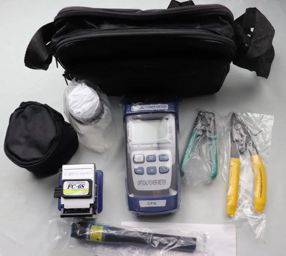 Ftth-Ftth-Fiber-Optic-Tool-Kit-With-Fiber-Cleaver-Crimper-Stripper-VFL ...