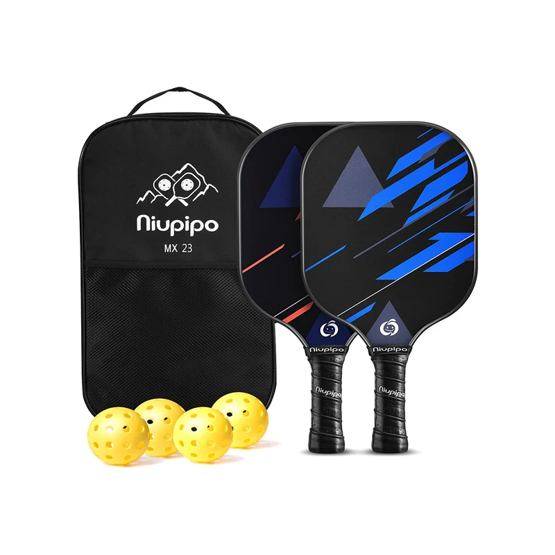 Pickleball Racket Cricket Set 4 balls 2 Paddles 1 bag Carbon Fiber ...