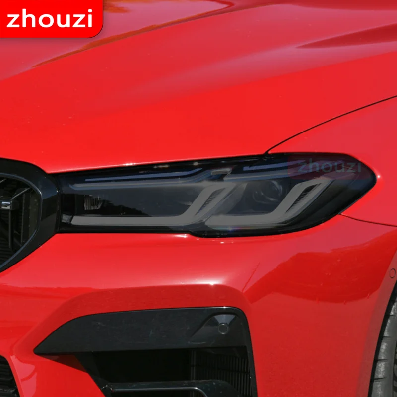 For BMW M5 F90 Facelift 2020-On 2 Pcs Car Headlight Tint Black ...