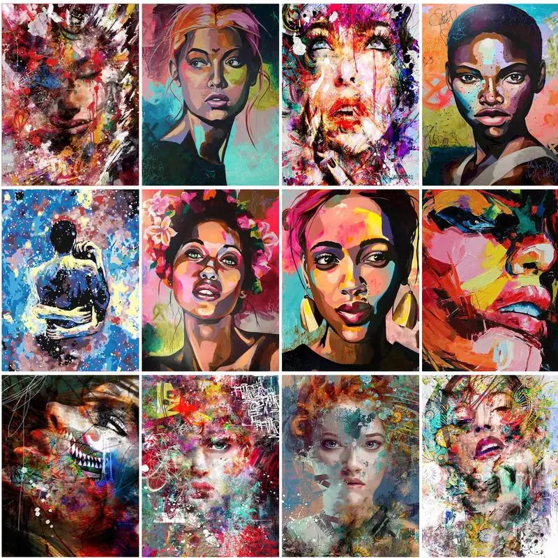 RUOPOTY 60x75cm Frame Diy Painting By Numbers Colorful Women Paint By ...
