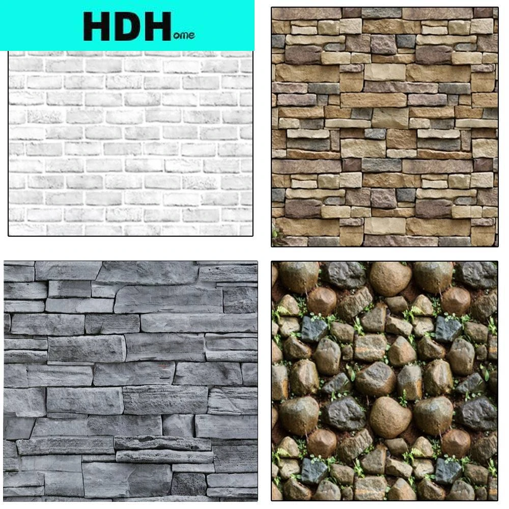 Fashion Vintage Style Brick Stone Self Adhesive Wallpaper PVC ...