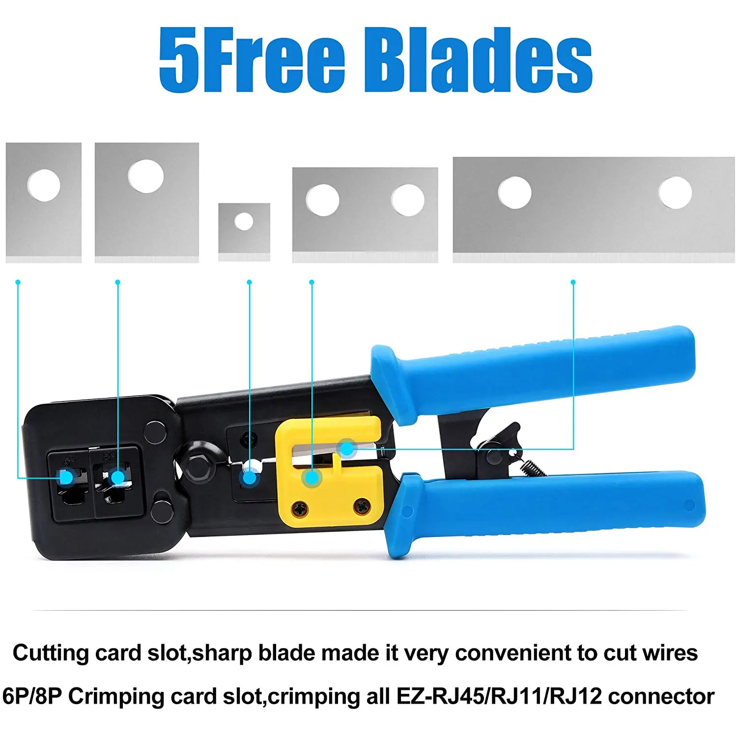 Pince outil,outil de sertissage de passage RJ45 pour connecteurs 6P-8P Cat5 Cat5e Cat6, outil de ...