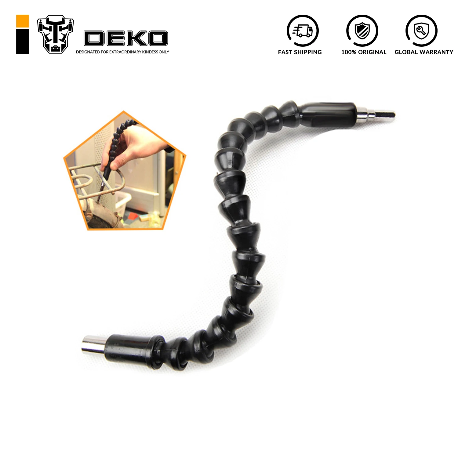 Deko 295mm 플렉시블 드릴 샤프트 전자 드릴 블랙 플렉시블 샤프트 비트 익스텐션 스크루 드라이버 비트 홀더 연결 링크
