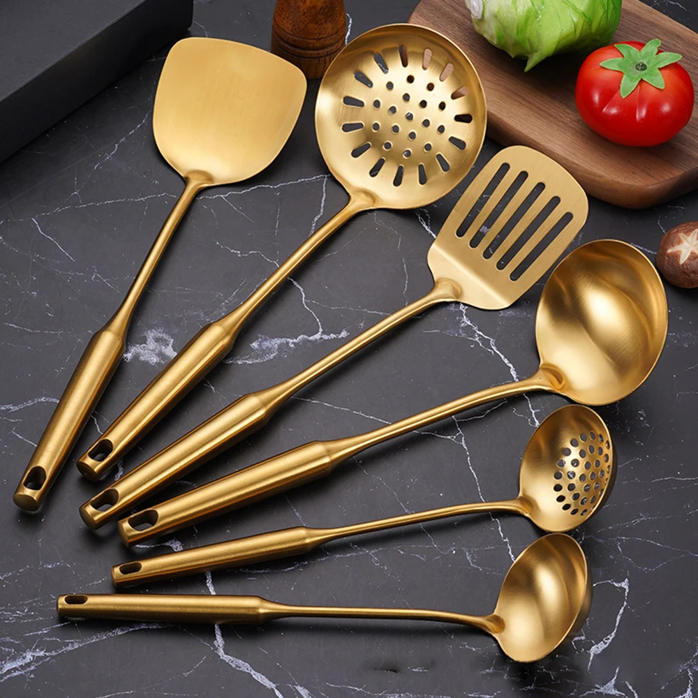 1pcs-Stainless-Steel-Kitchen-Tools-Gold-Cooking-Set-Spatula-Shovel-Soup ...