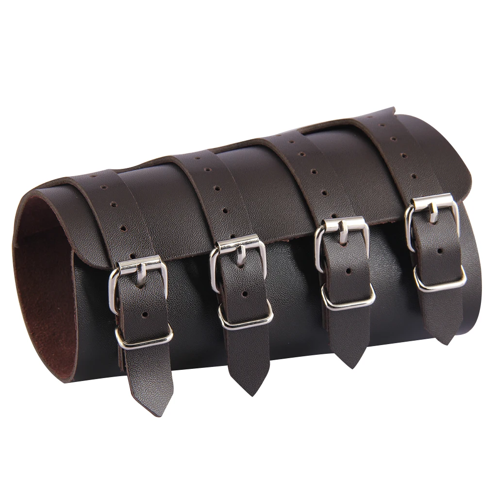 Unisex-Pu-Leather-Gauntlet-Wide-Bracer-Arm-Armor-Wristband-Protector ...