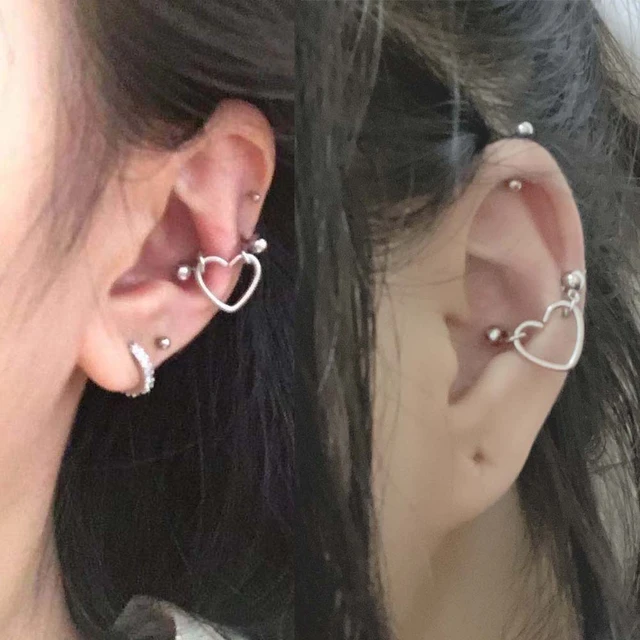 Double Cartilage Piercing Heart