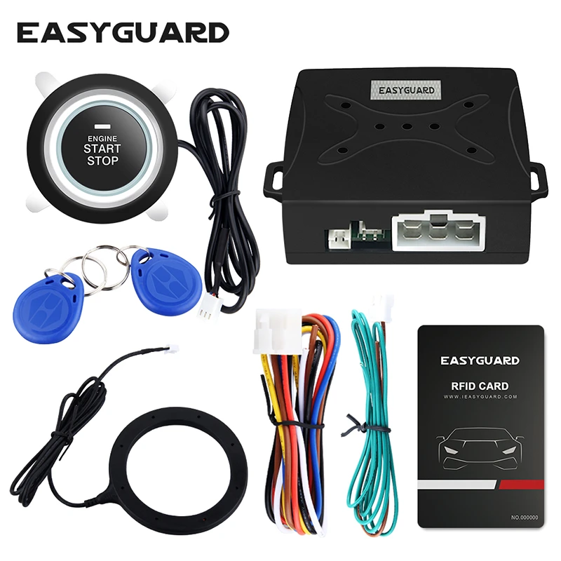 EASYGUARD RFID car alarm system with push button start & Transponder ...