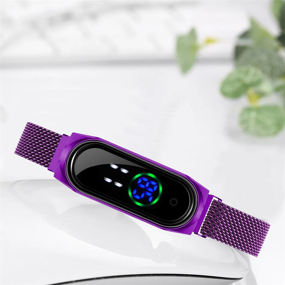 Watches for Women Touch Screen LED Watch Ladies Magnetic Mesh Belt ...