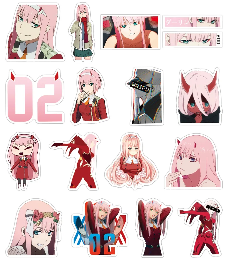 Darling In The Franxx Hiro Zero Two Anime Waterproof Stickers ...
