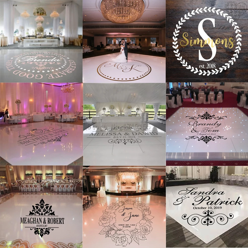 Wedding Dance Floor Signs Vinyl Decals Custom Name & Date Wall Stickers ...