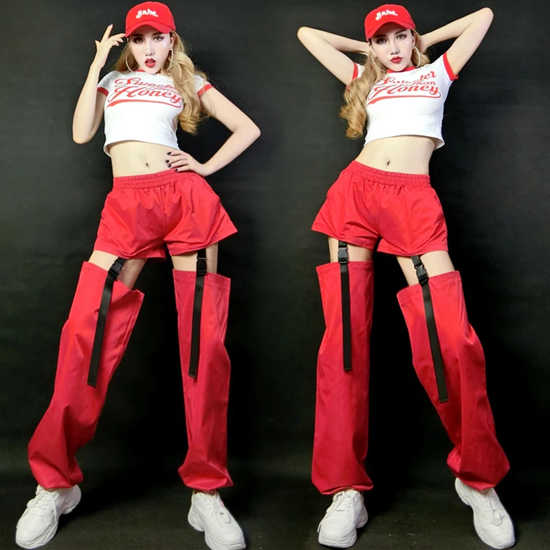 Female-Jazz-Dance-Performance-Clothes-Hip-Hop-Street-Dance-Wear-White-T ...