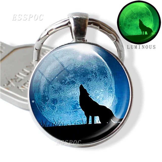 Glow In The Dark Wolf Key Chain Key Rings Holder Luminous Wolf Head ...
