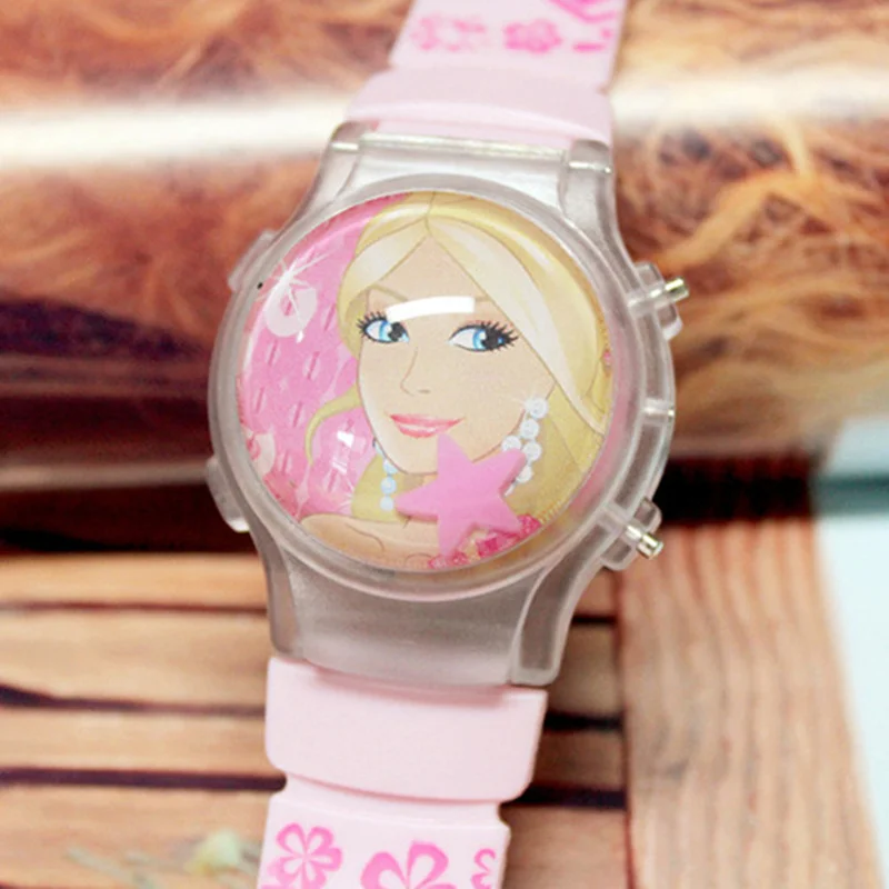 Silicone cute glowing LED children's cartoon watch jelly water ball ...