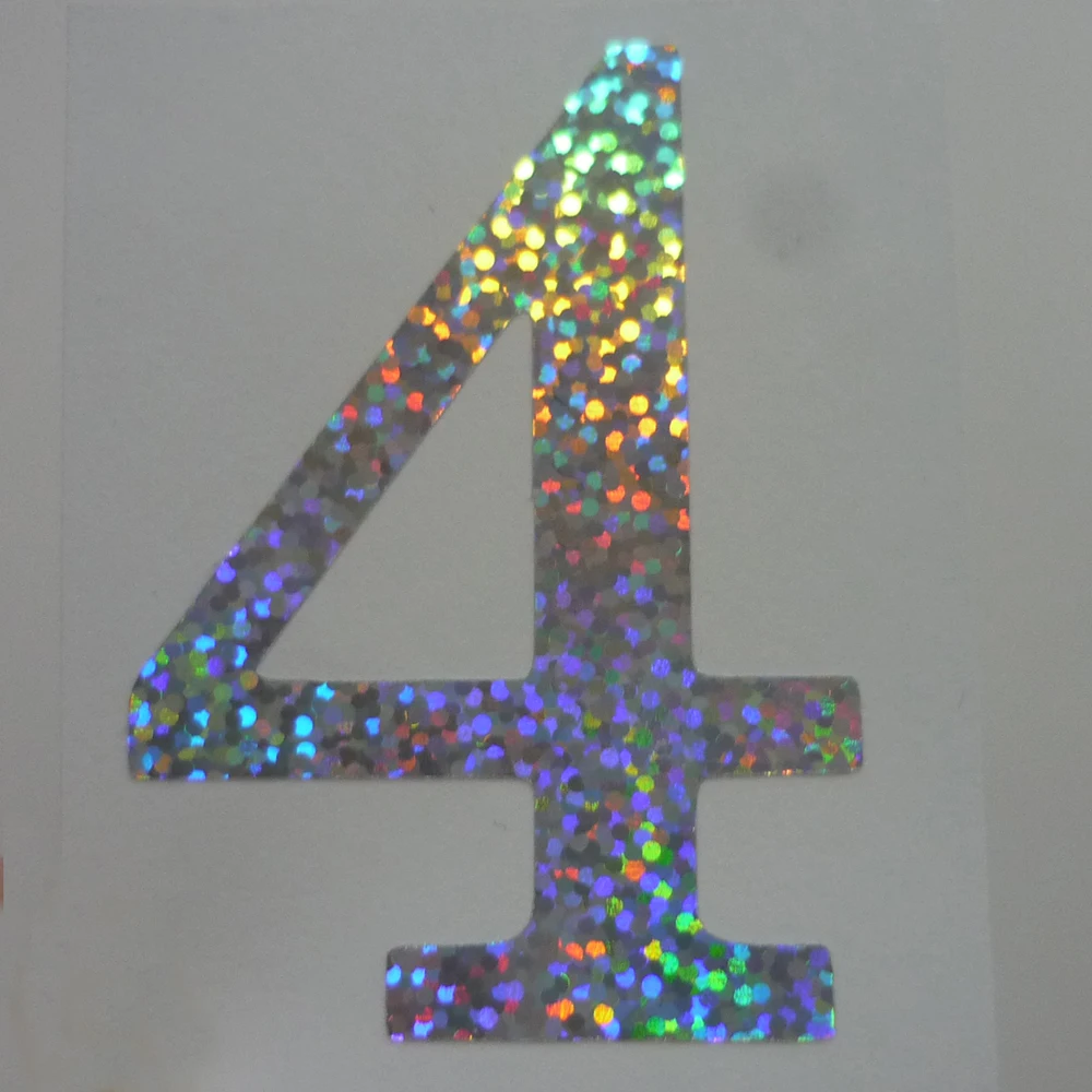 Silver Holographic Sparkle Glitter Hologram Number 4 Stickers Envelope ...