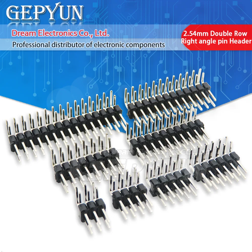 10PCS-2-54mm-Double-Row-Right-angle-PCB-Board-Pin-Header-Connector ...