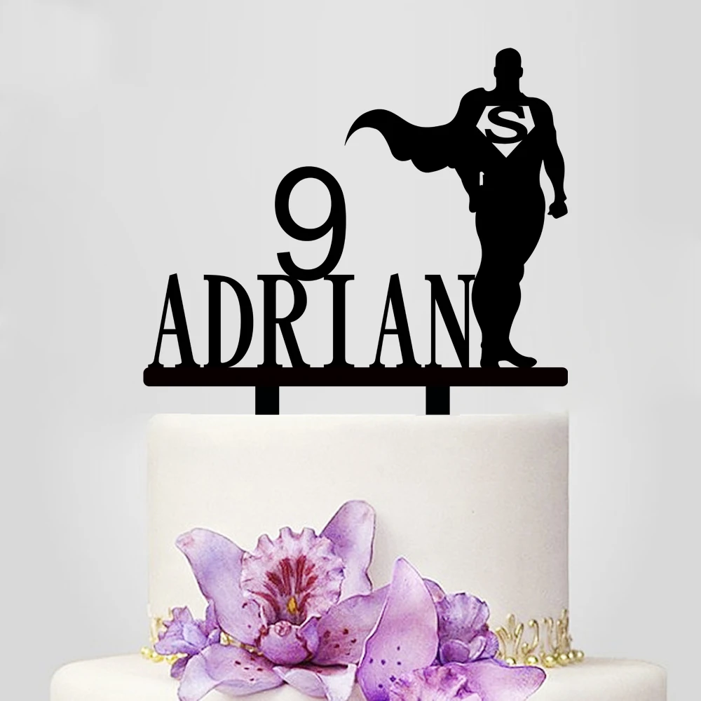 1 Piece Personalized Kids Name Age Superman Acrylic Cake Topper For ...