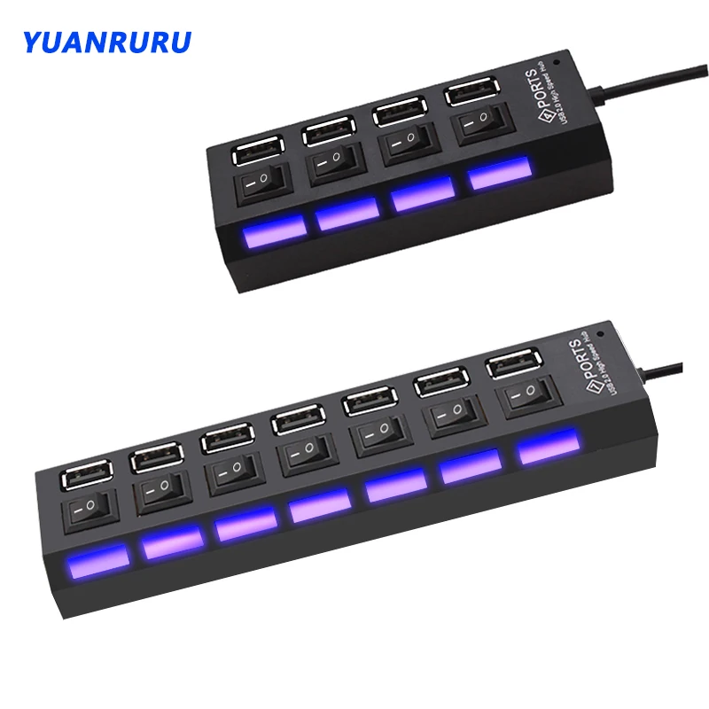 USB 2.0 Hub USB Hub 2.0 Multi USB Splitter Hub Use Power Adapter 4/7 ...
