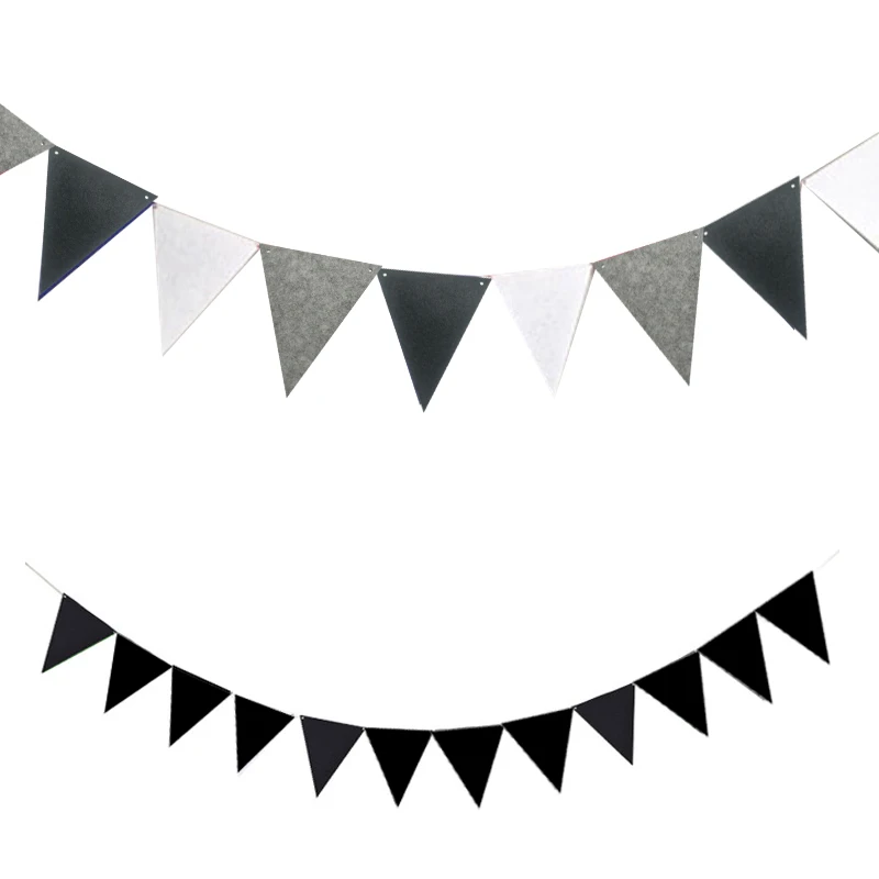 4M Non woven Full Black and White Grey Pennants Bunting Banner ...