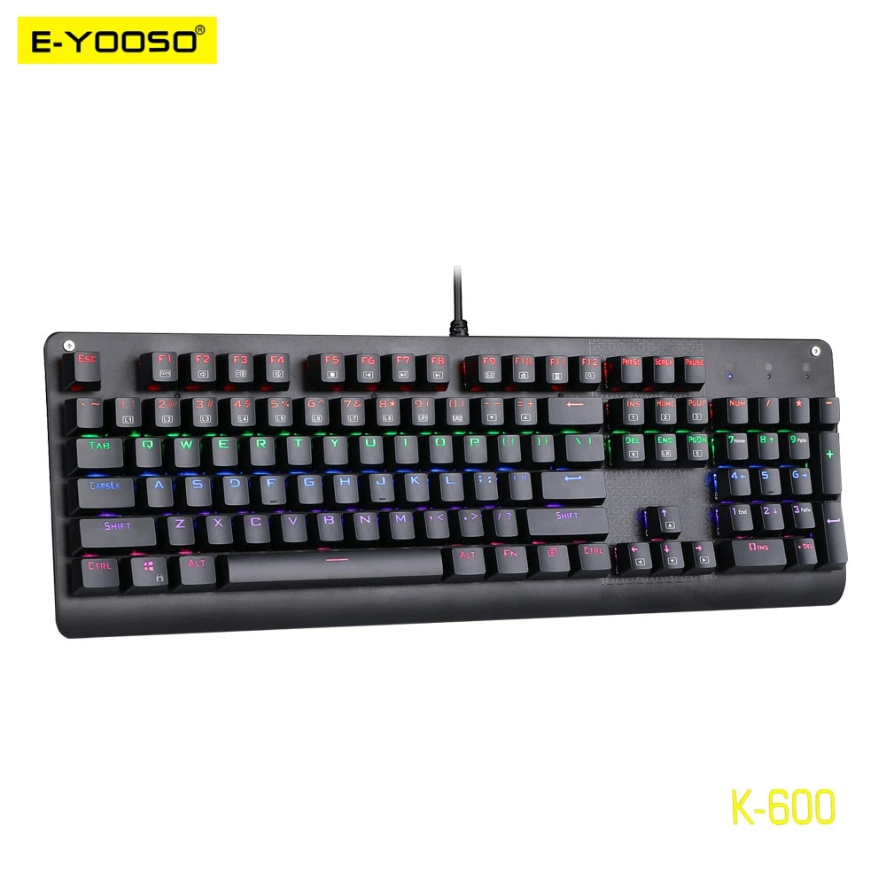 E-YOOSO-K600-Rainbow-round-electroplating-keycap-USB-Mechanical-Gaming ...